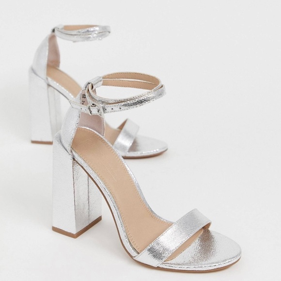 ASOS | Shoes | Asos Design Silver High Heel Sandals Us7 | Poshmark